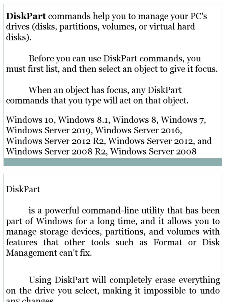 Diskpart | PDF
