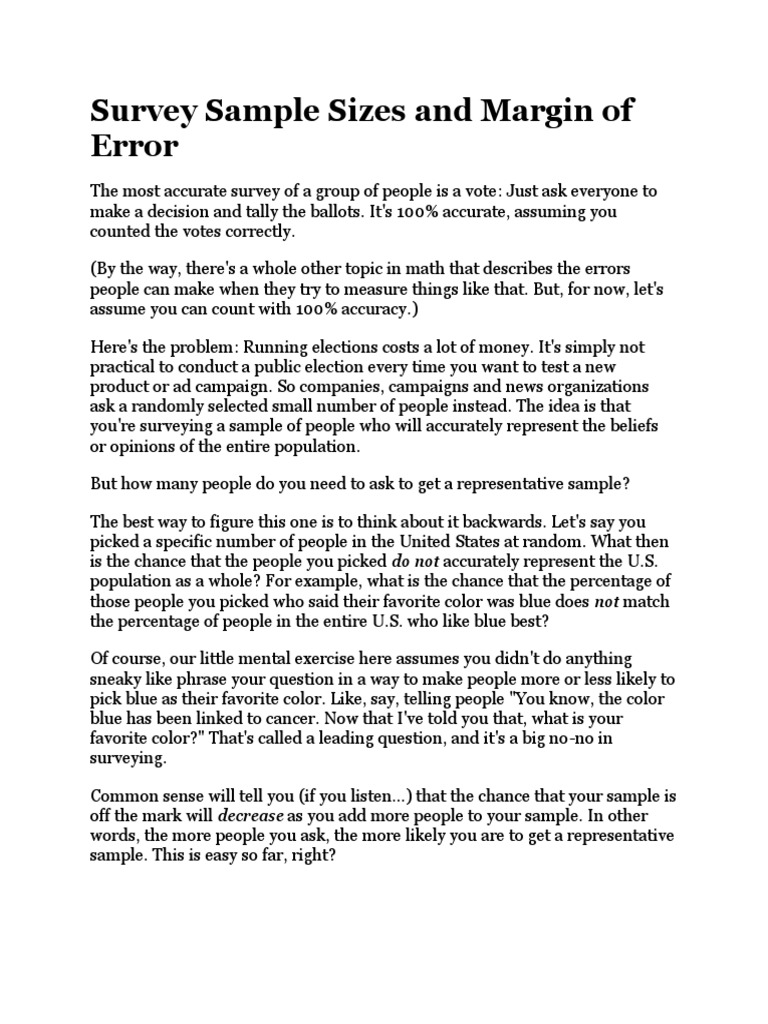 Understanding the Margin of Error in Election Polls | PDF | Opinion Poll | Margin Of Error