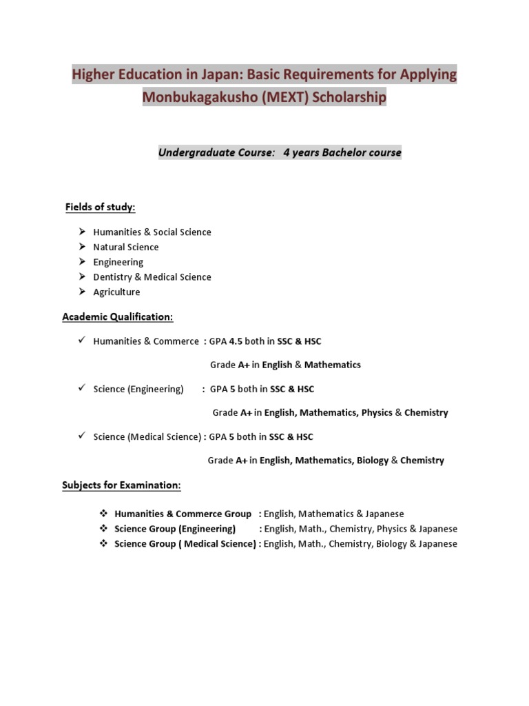 Mext Basic Info | PDF | Bachelor's Degree | Engineering