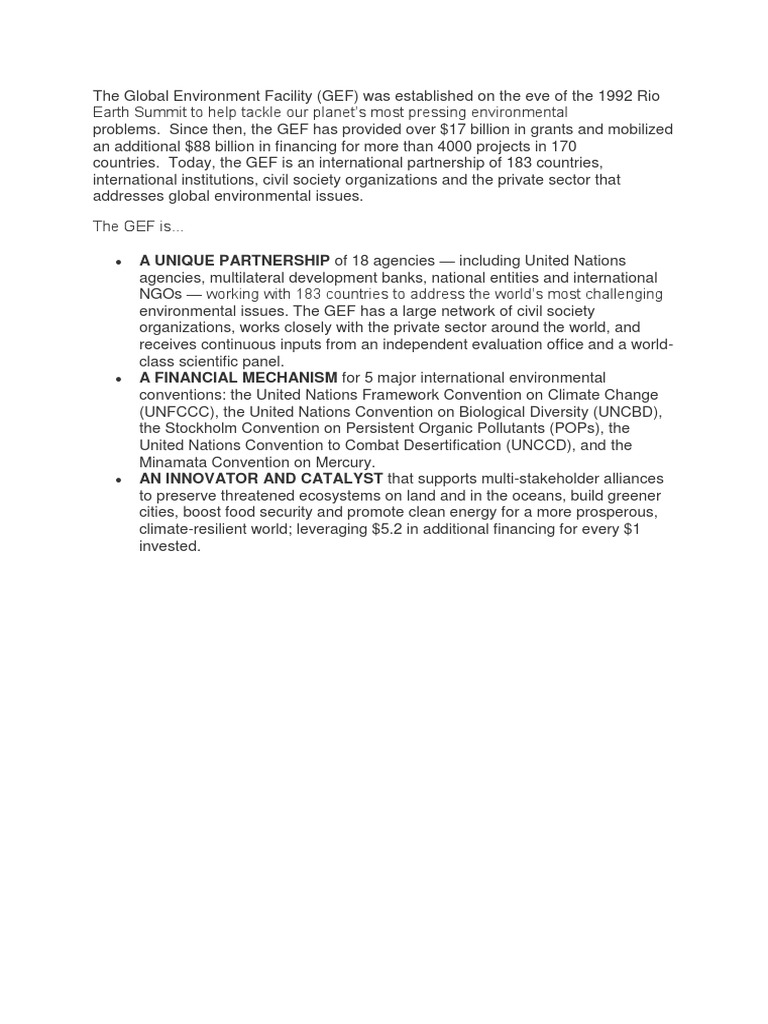Gef VS GCF | Download Free PDF | Global Environment Facility | Natural ...