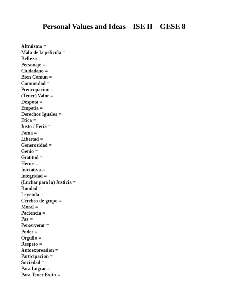 Personal Values and Ideas ISE II GESE 8 | PDF