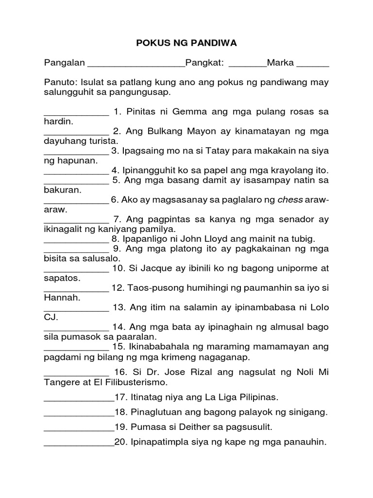 Pokus NG Pandiwa | PDF