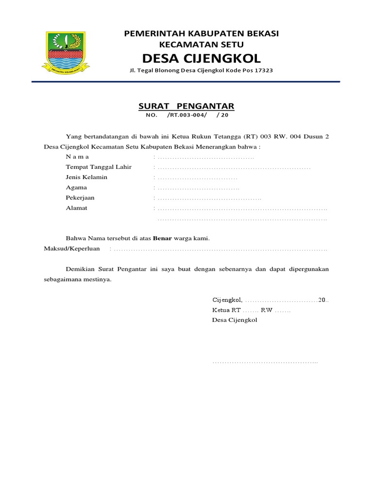 Kop Surat Pengantar RT | PDF
