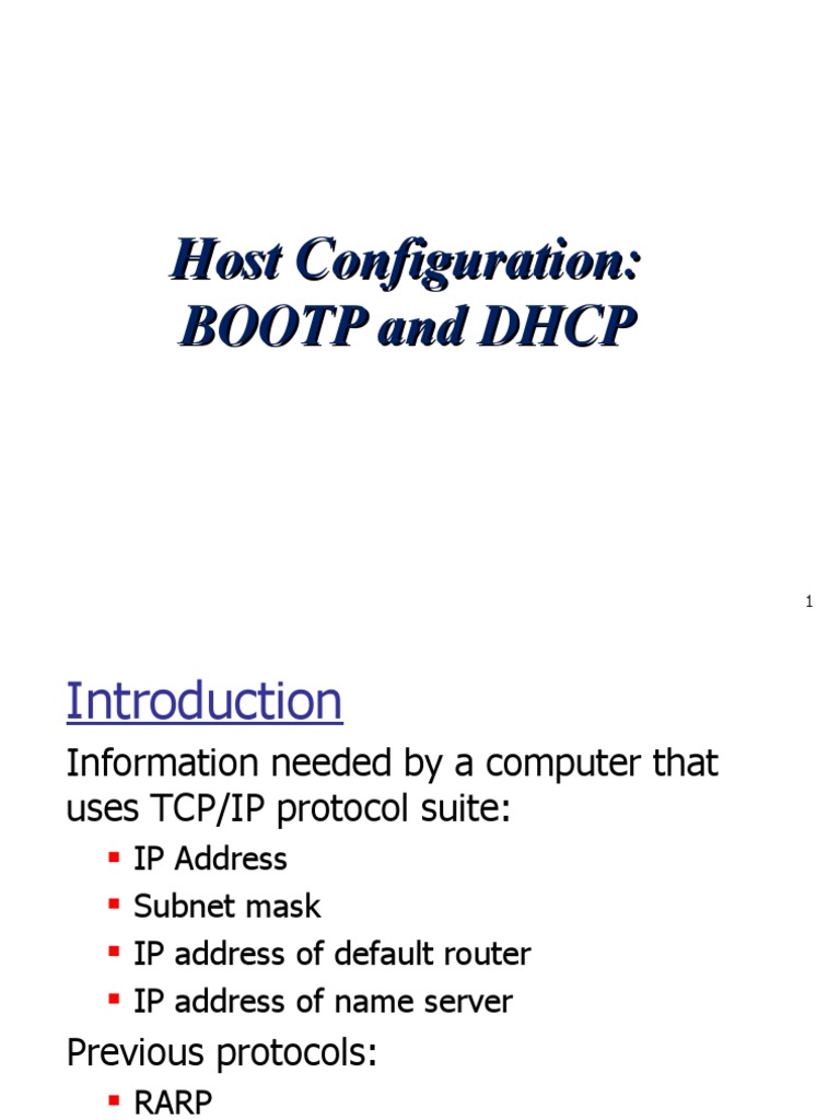 Host Configuration: Bootp and DHCP | PDF