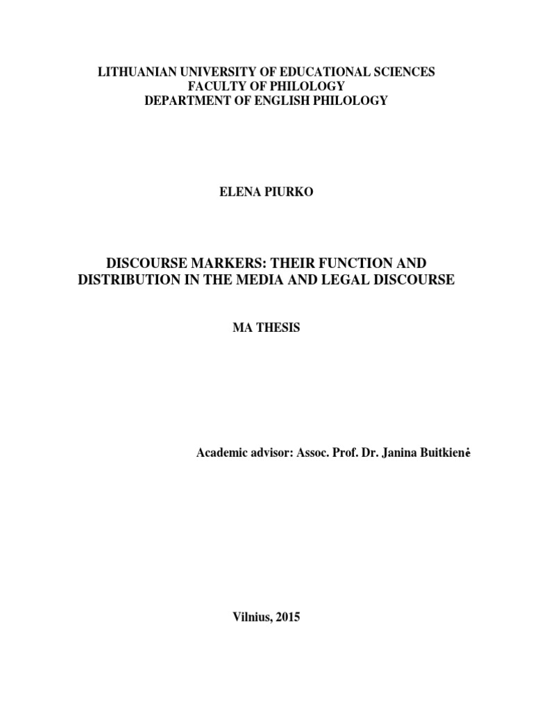 Discourse Markers in Media and Legal Texts | PDF | Linguistics | Semantics