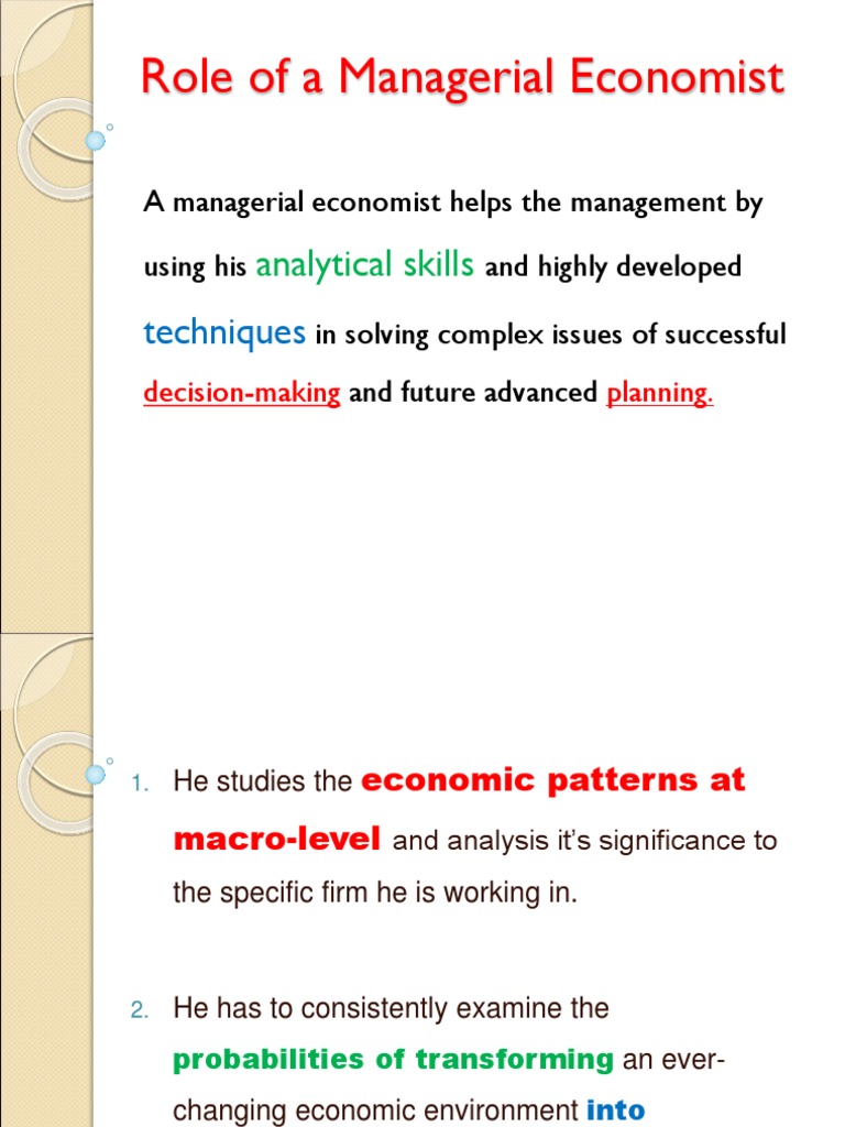 Role of A Managerial Economist | PDF