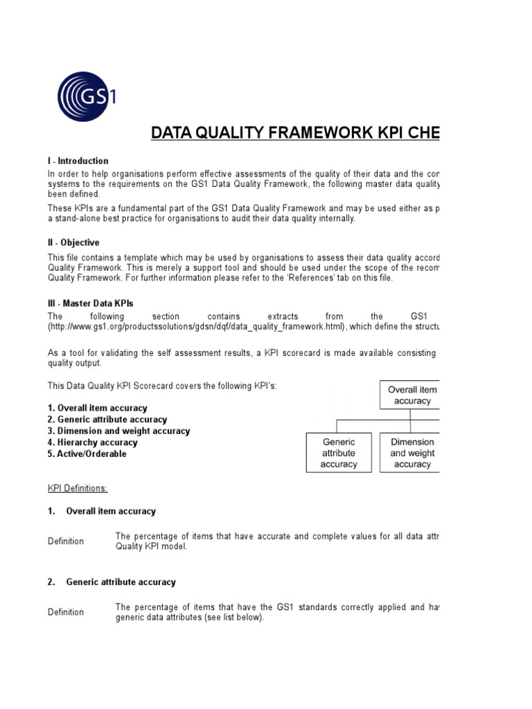 Data Quality KPI Checklist v3.0 | PDF | Packaging And Labeling ...