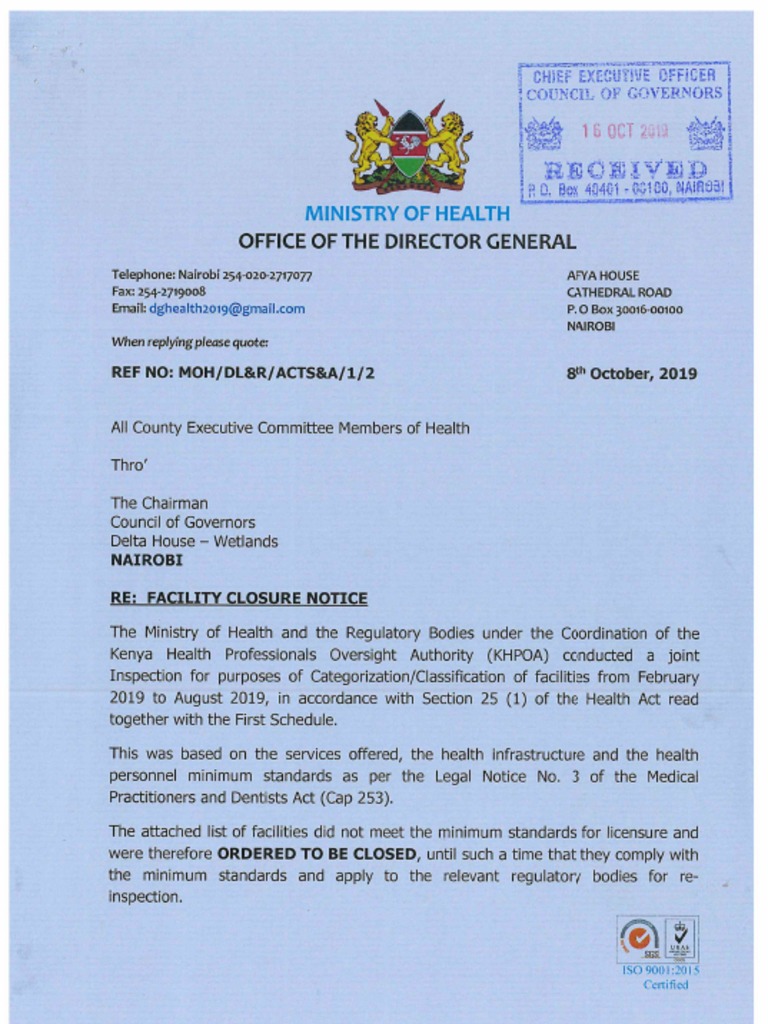 Facility Closure Notice | PDF