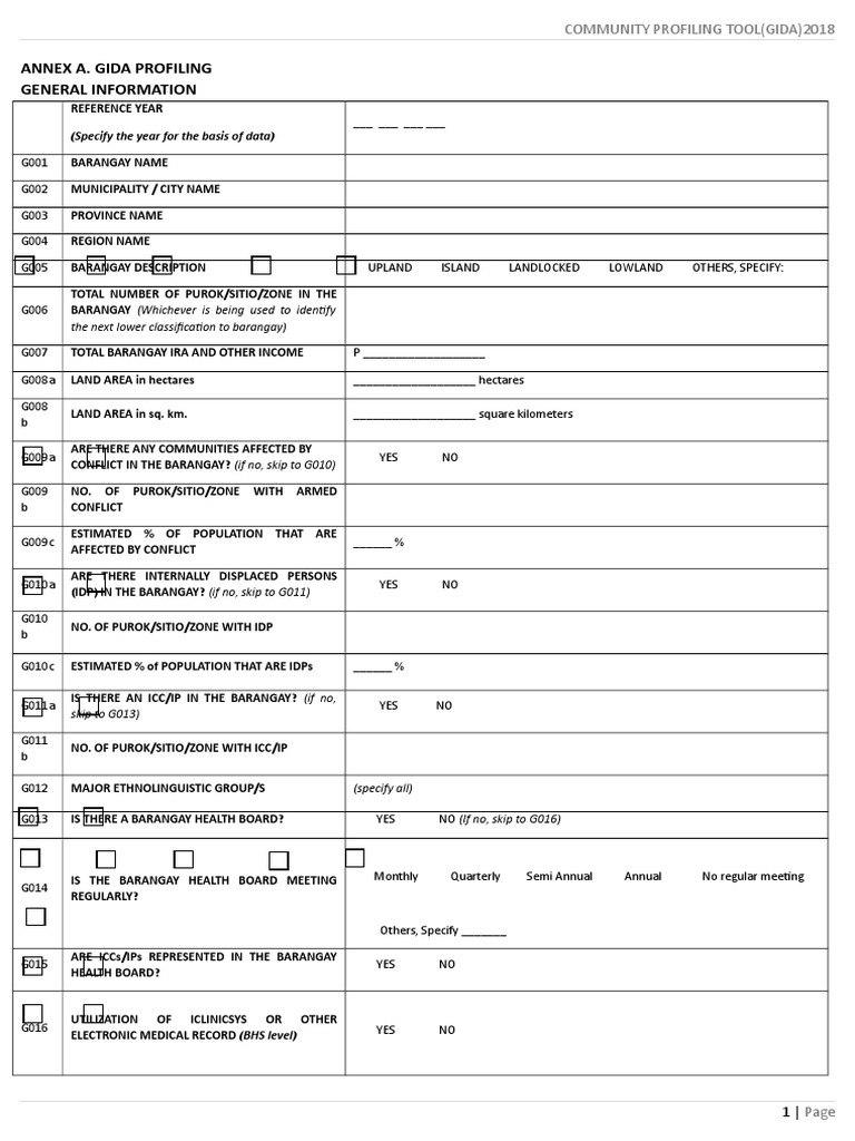 GIDA Profiling Tool | PDF | Pregnancy | Childbirth