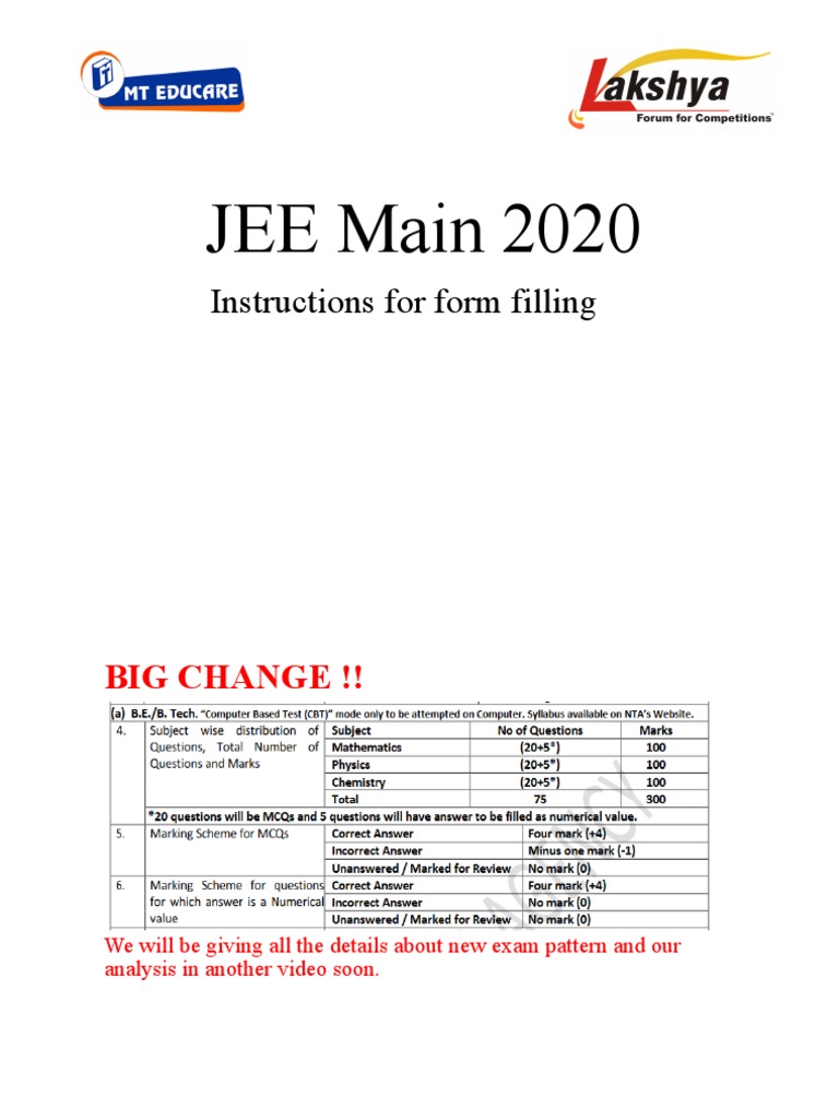 Jee Main-20 Form Filling | PDF | Business