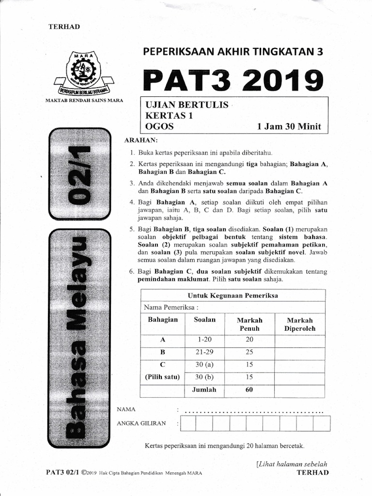 11 MRSM - BM - PT3 2019 | PDF