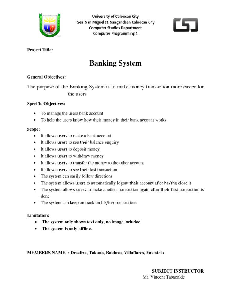 Banking System Project Overview | PDF
