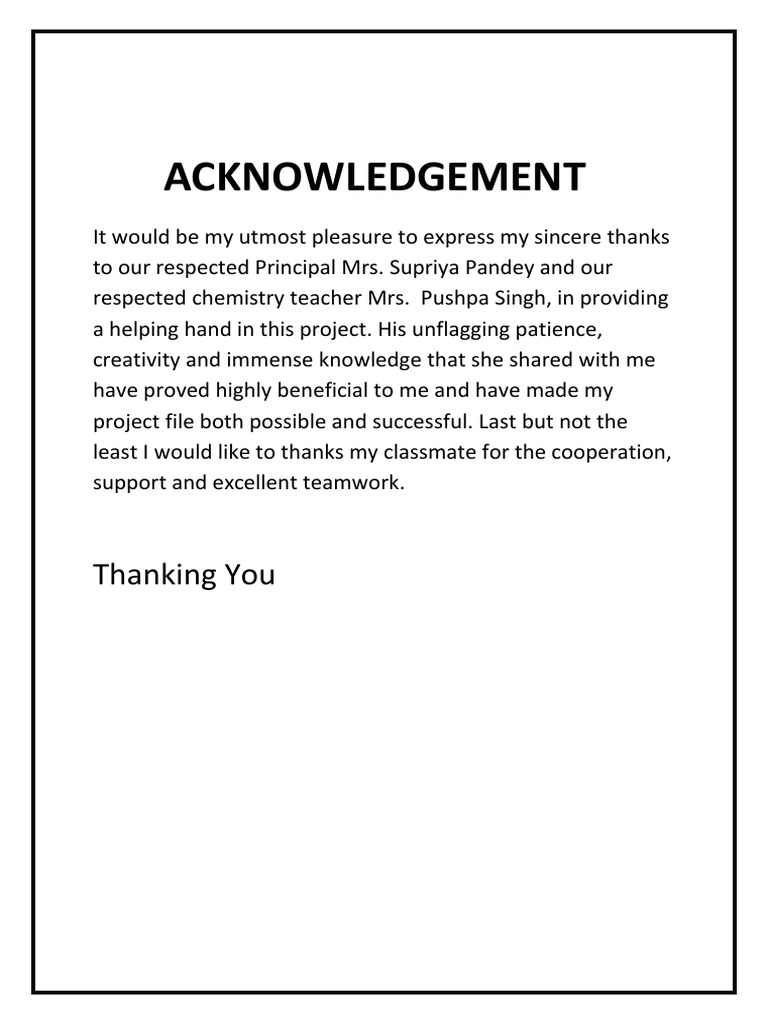 Acknowledgment of Project Support | PDF
