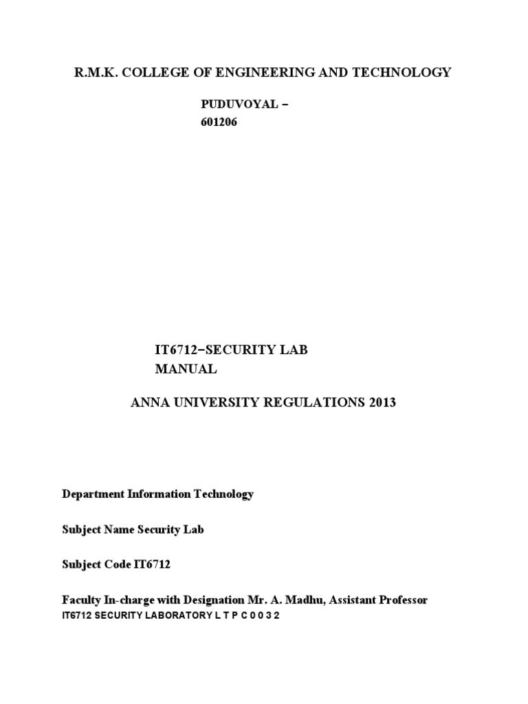 Security Lab Manual PDF | PDF | Cryptography | Cipher