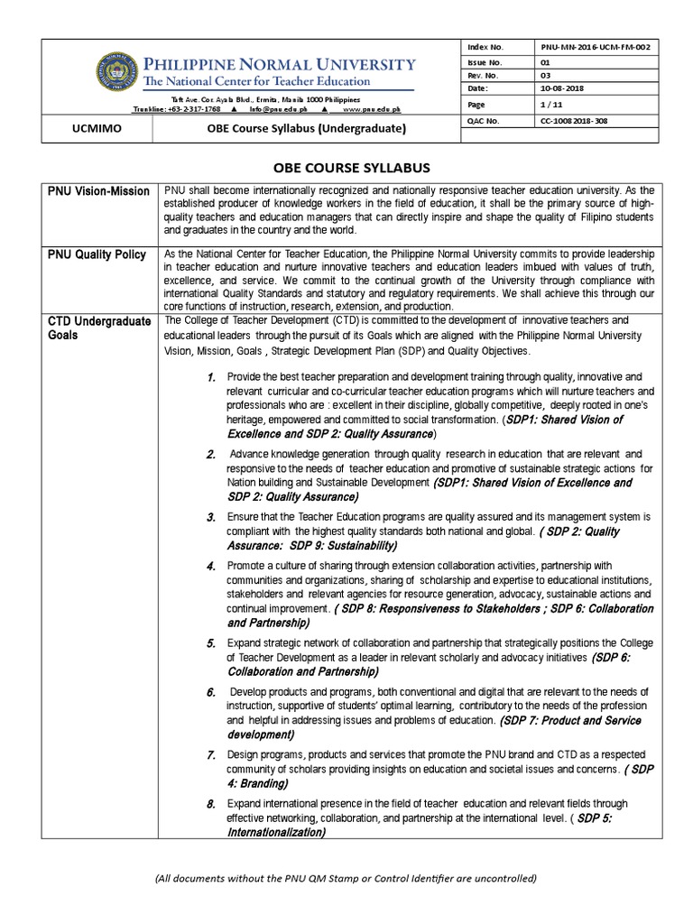 OBE Syllabus 2GED SS02 The Life Work For Rizal | PDF | Plagiarism | Manila