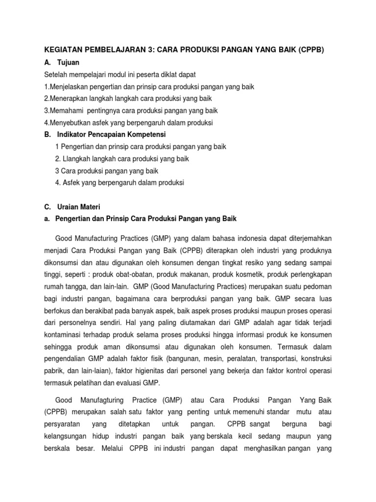 Materi GMP Kelas Xi Aphp | PDF