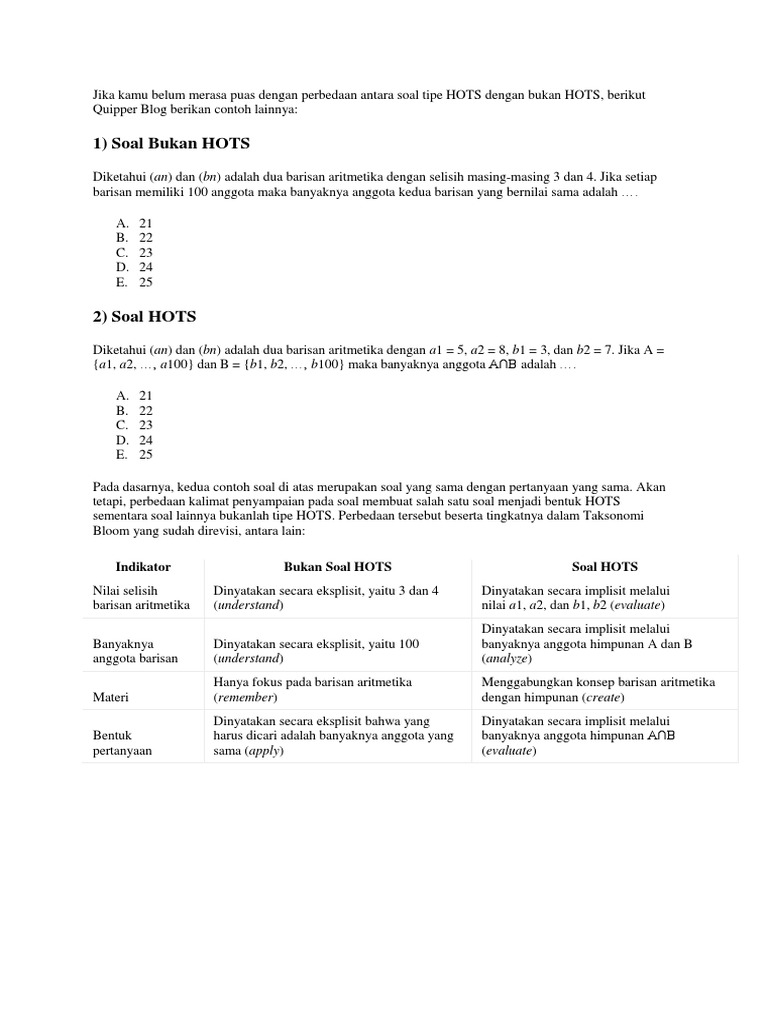 Perbedaan Soal Hots | PDF