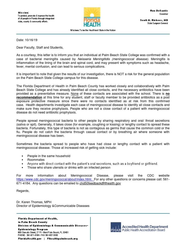 PBSC - Meningitis LetterPBA2019 - Letterhead - Final | PDF | Meningitis ...
