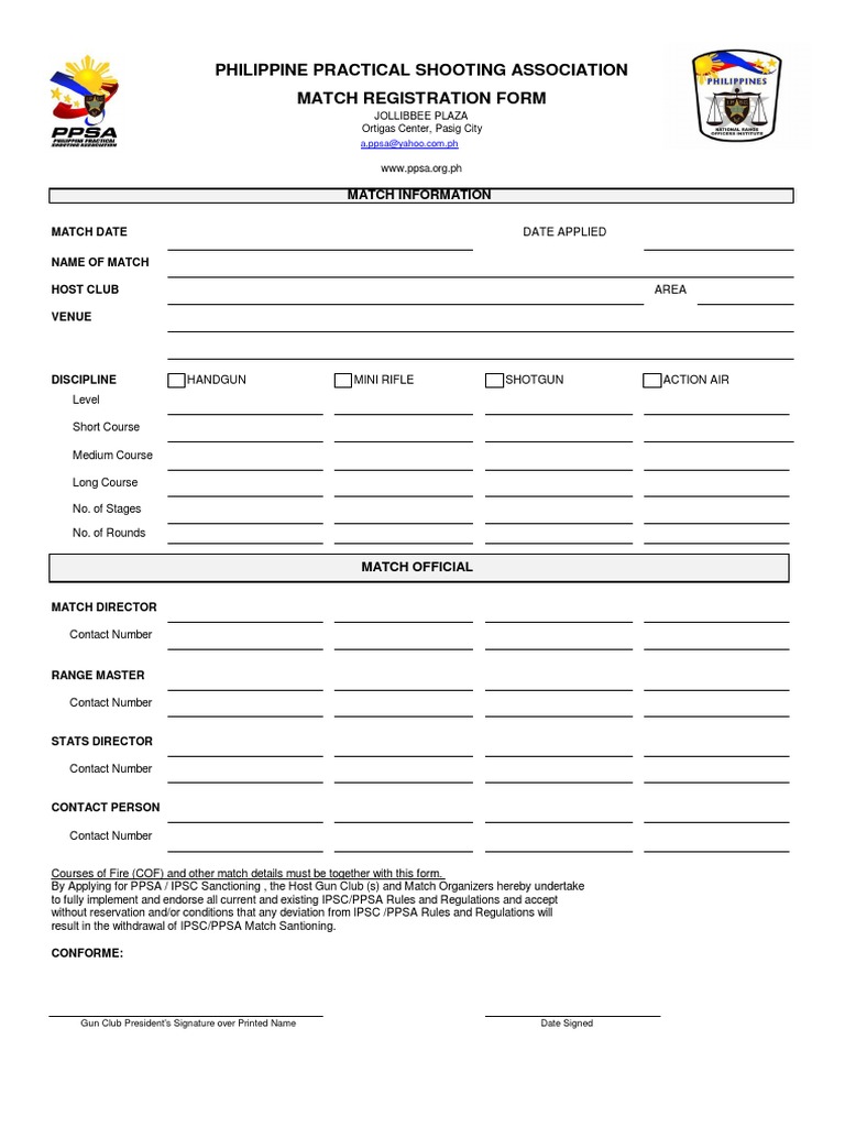 PPSA Sanctioning Form 2019 | PDF | Precision Sports | Projectile Weapons