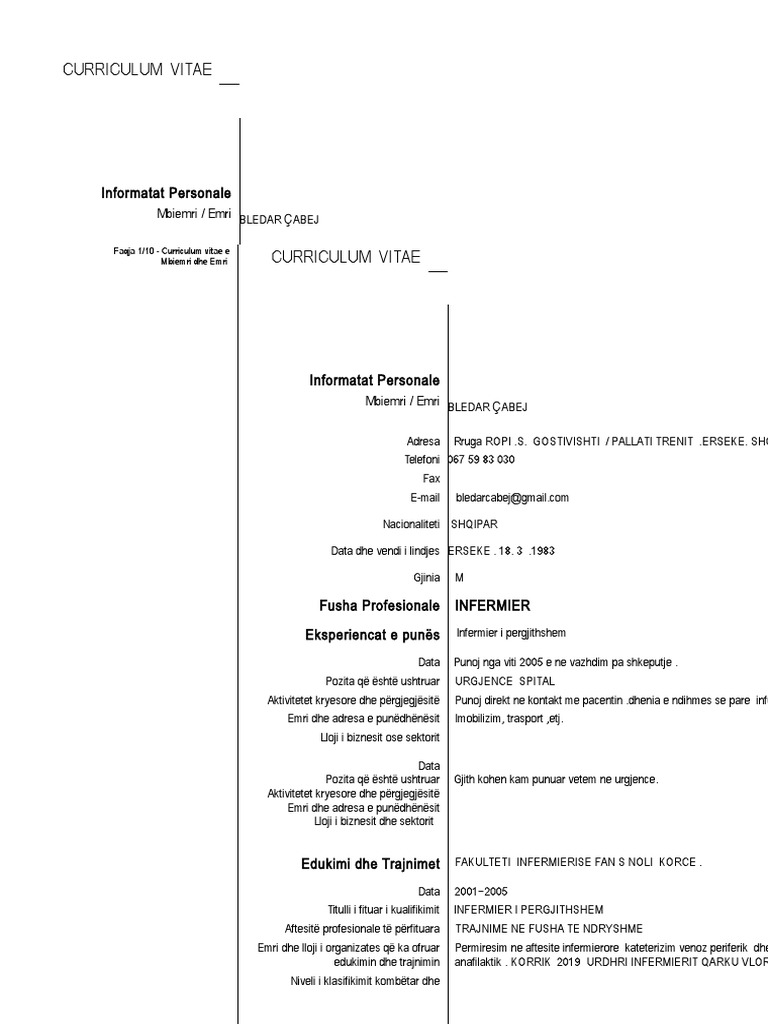 CV Europas-Shqip | PDF