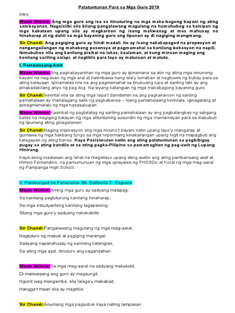 Teachers Day Script | PDF