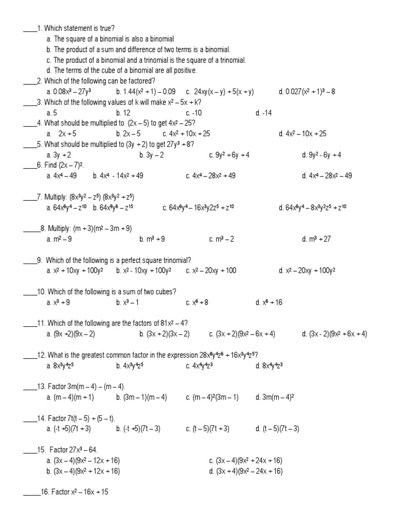 1st Periodic Test - Math 8 | PDF | Number Theory | Algebra