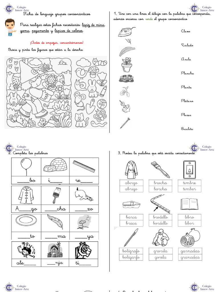 Ficha Grupos Consonanticos 2.0 | PDF | Ocio | Deportes