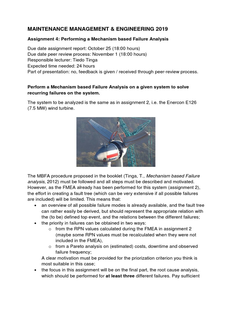 Maintenance Management & Engineering 2019: Assignment 4: Performing A ...