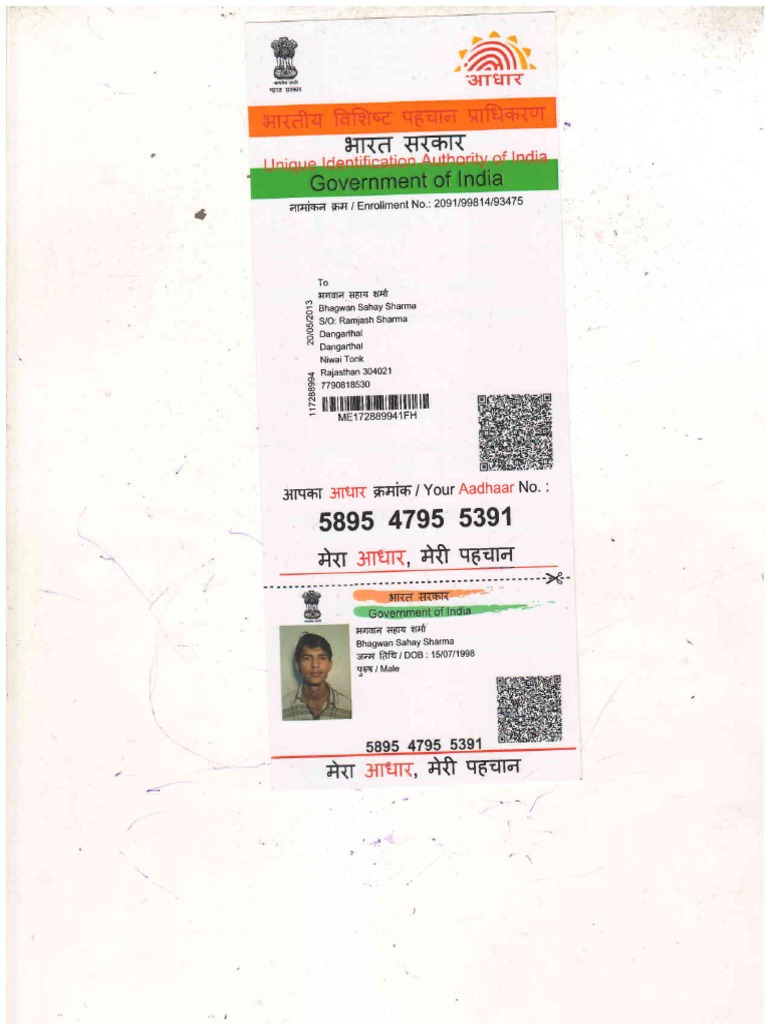 Original Aadhaar Card Details | PDF