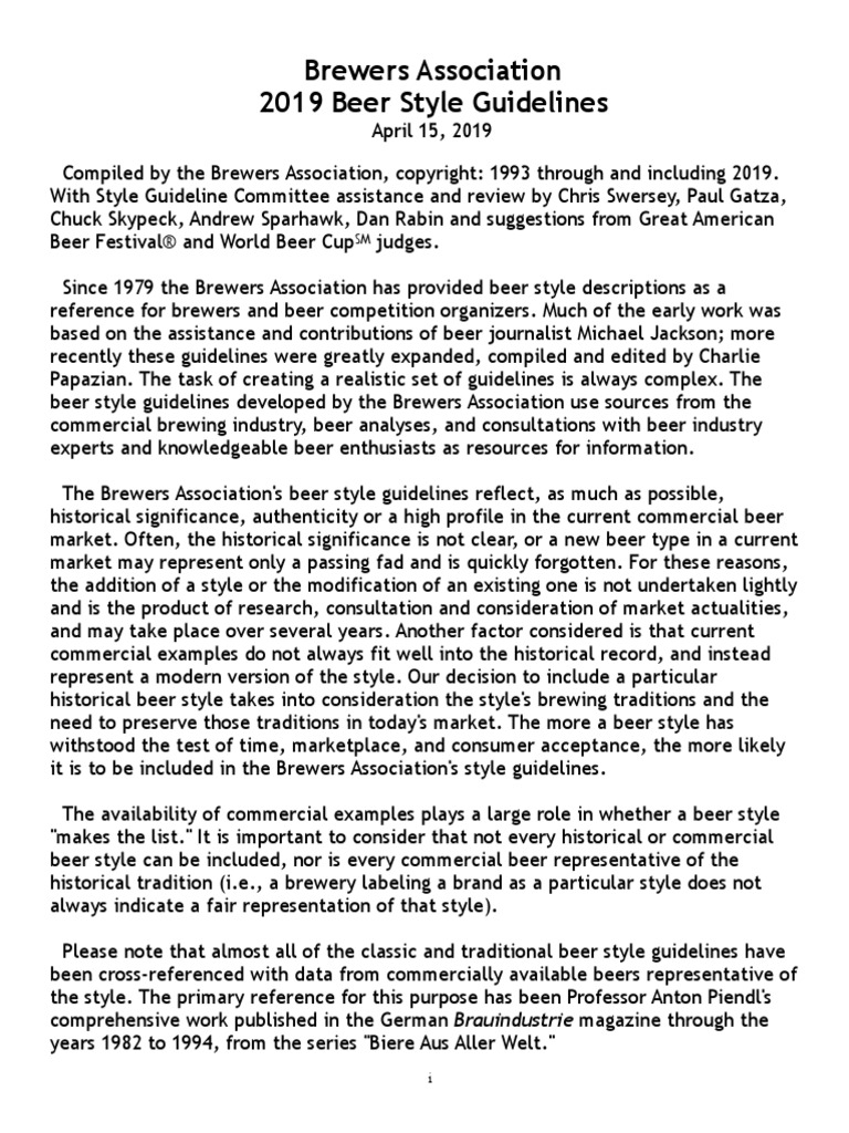 BA Style Guidelines 2019 | PDF | Ale | Beer