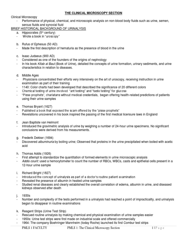 Topic 9 The Clinical Microscopy Section | PDF | Urine | Urinary System