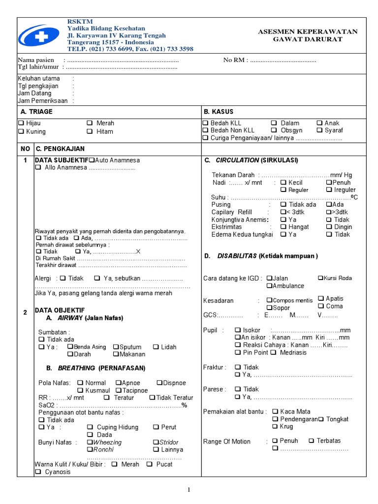 Asesmen Awal Keperawatan Igd | PDF