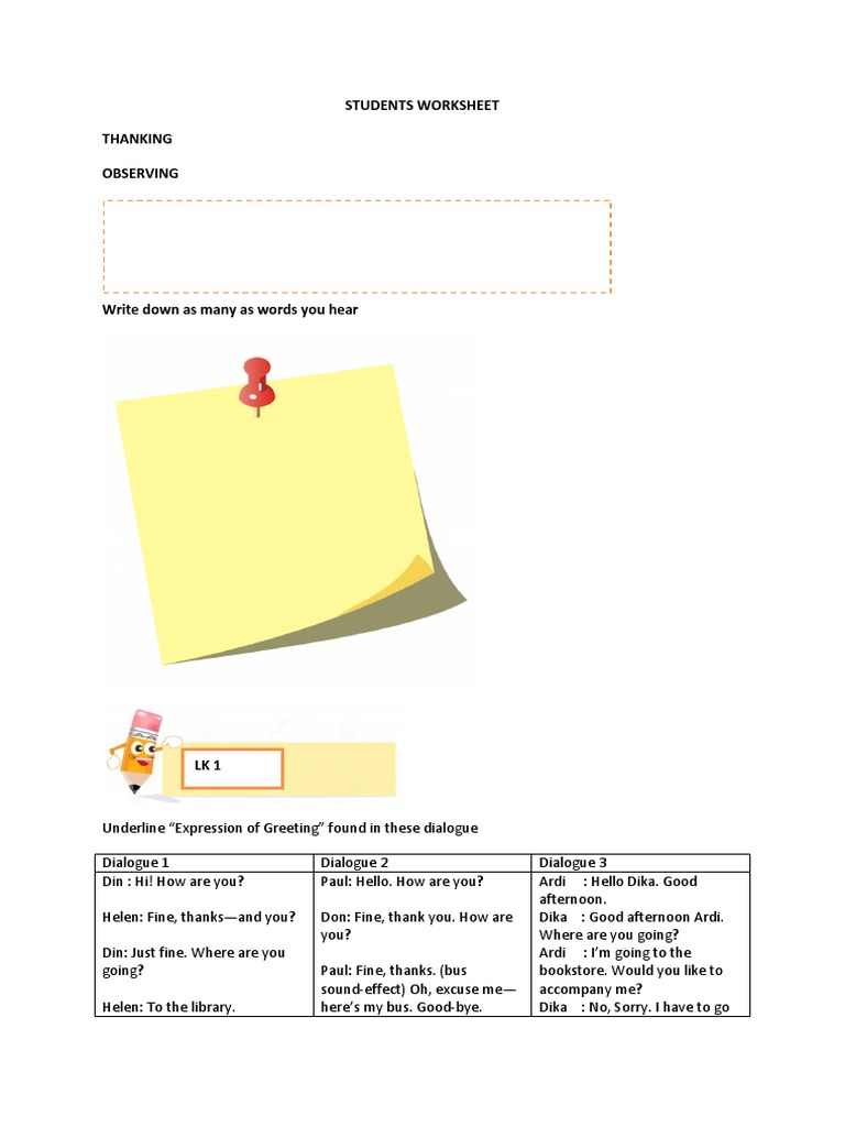 Greeting and Leave Taking Worksheet | PDF