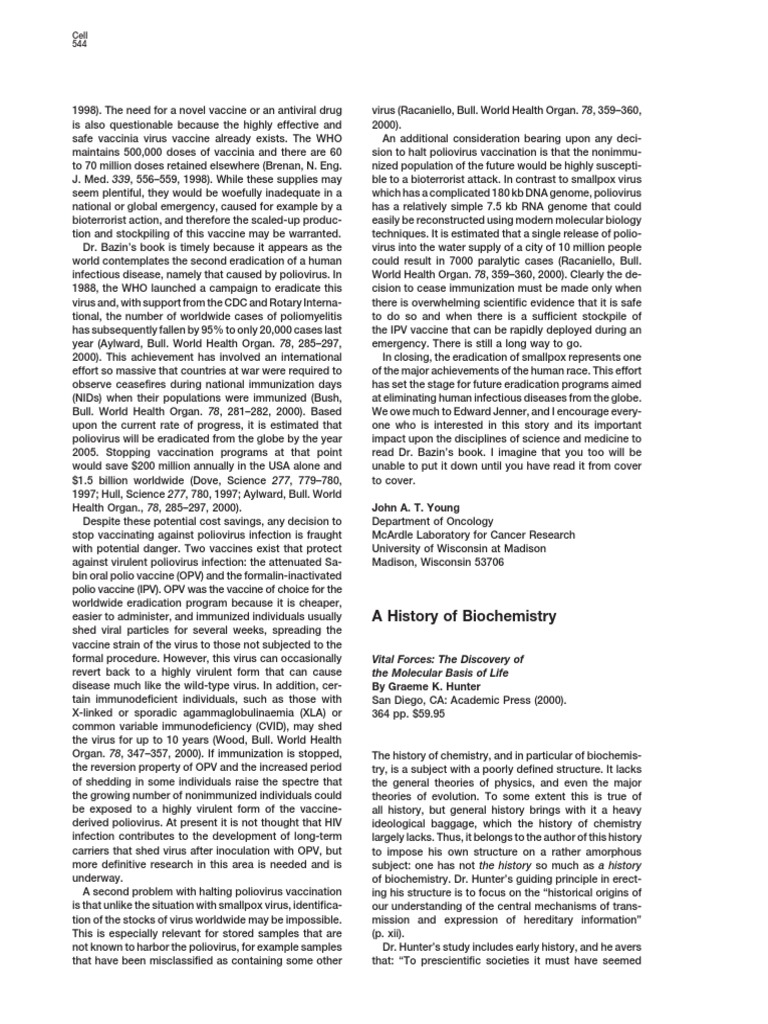 Origins of Biochemistry | Download Free PDF | Vaccines | Poliomyelitis
