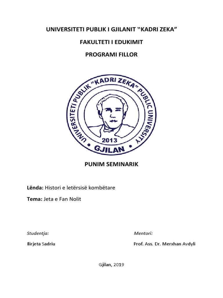 Universiteti Publik I Gjilanit-Fan Noli | PDF