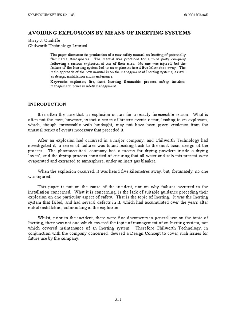 Avoiding Explosions by Means of Inerting Systems | PDF | Gases | Verification And Validation