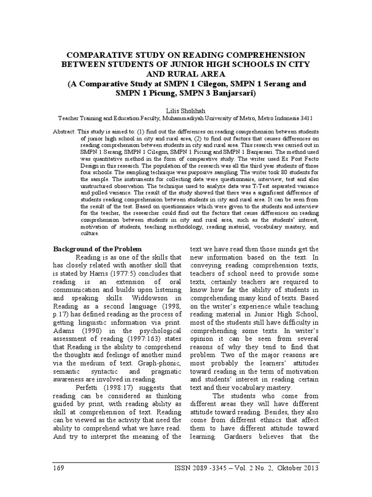 Comparative Study On Reading Comprehension Between PDF | PDF | Reading ...