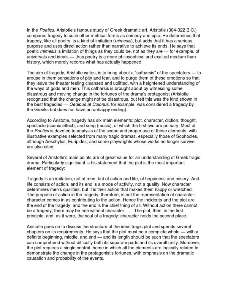 Aristotle's Poetics: Tragedy Analysis | PDF | Tragedy | Plot (Narrative)