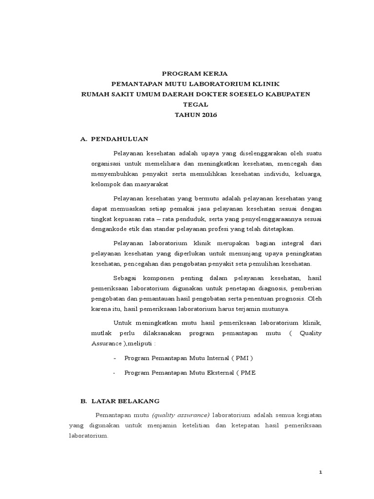 Program Pemantapan Mutu Laboratorium Klinik | PDF