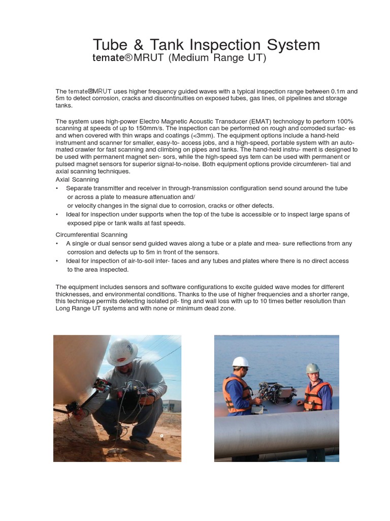 Tube & Tank Inspection System: Temate® MRUT (Medium Range UT) | PDF ...