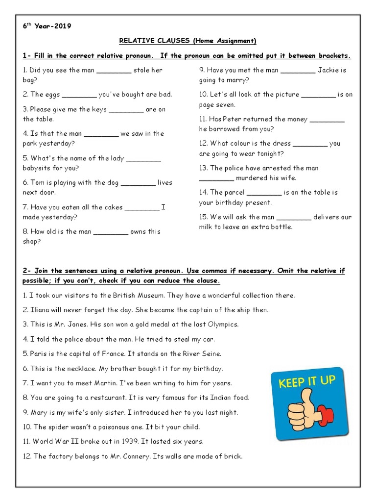 Relative Clauses - Assignment | PDF