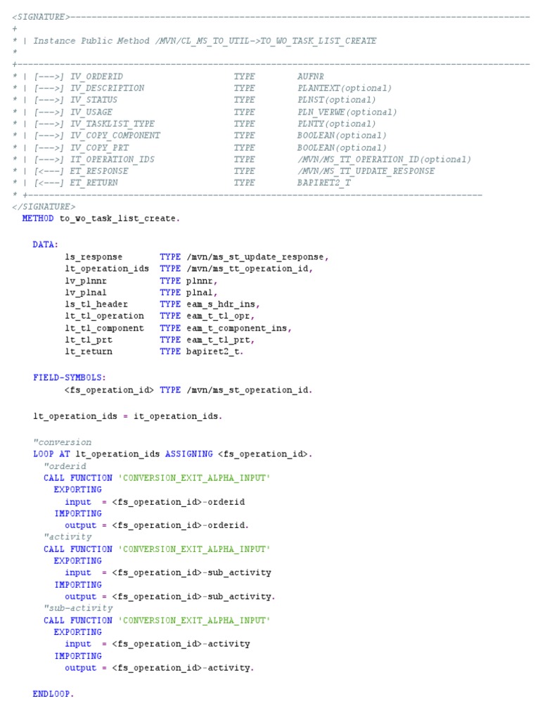 Method for Preparing Data Tables and Structures Needed to Create a Task List from a Work Order ...