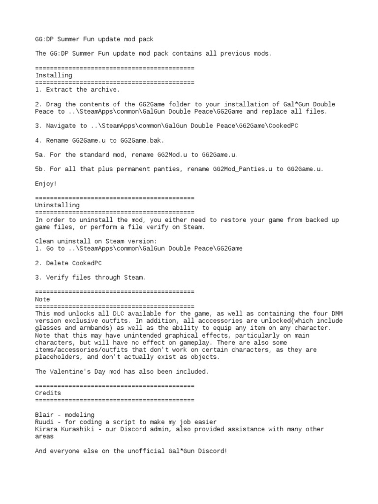 Mod Instructions | PDF