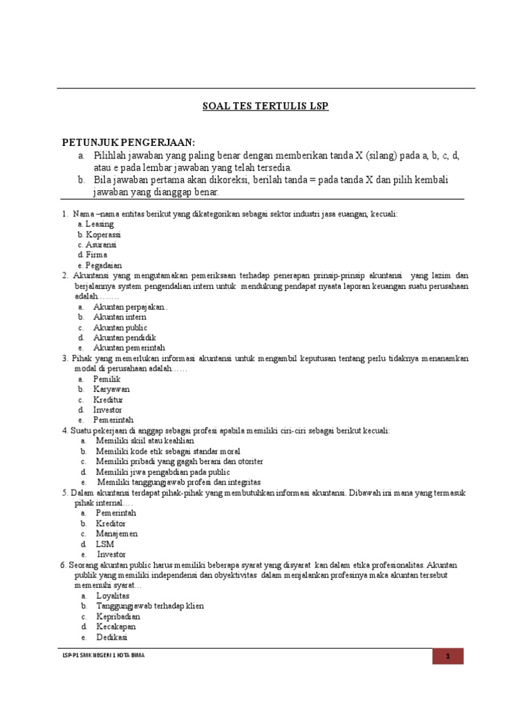 Soal LSP Akuntansi Skema Menyusun Lap Keuangan | PDF