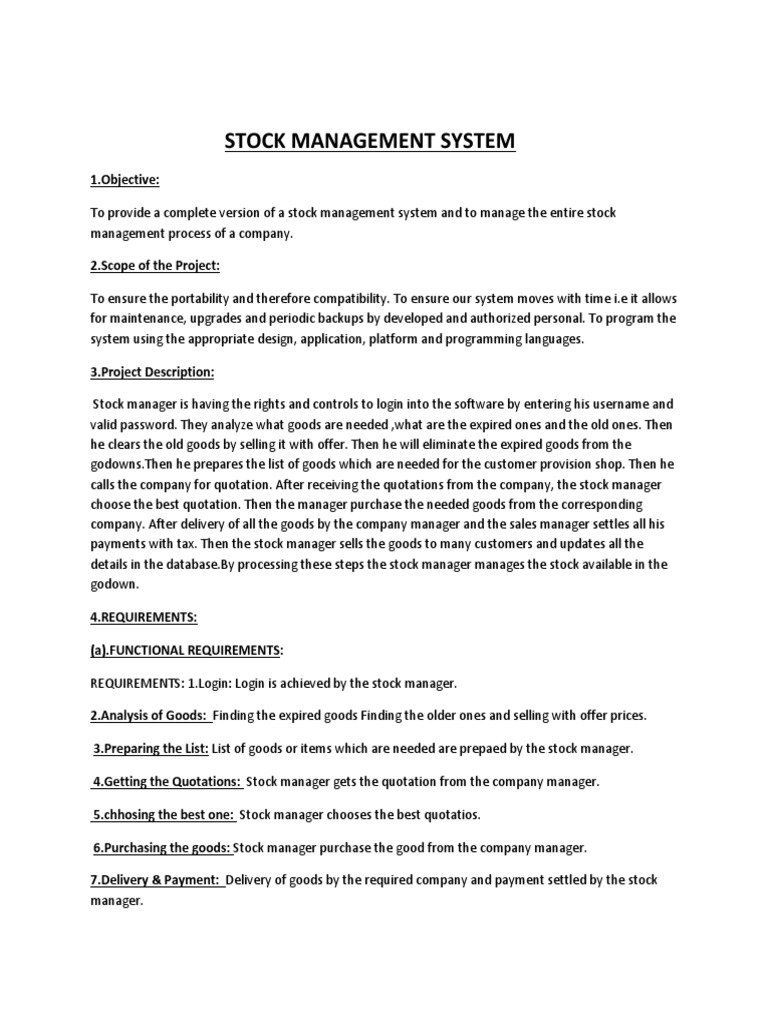 Stock Management System Overview | PDF