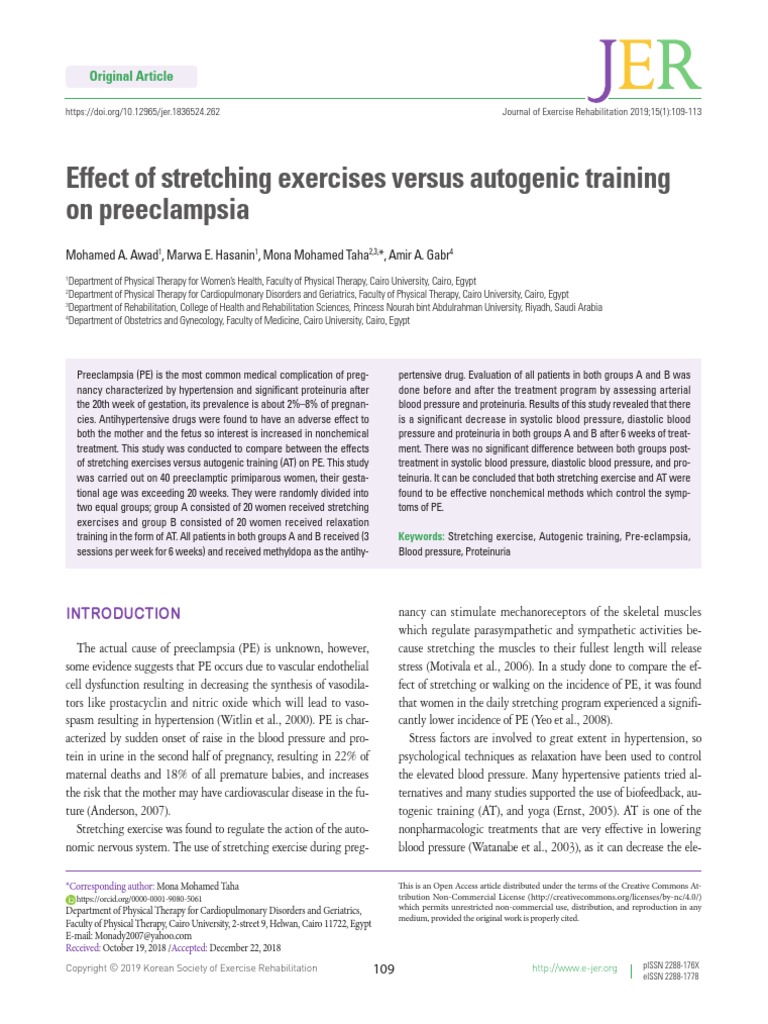 Effect of Stretching Exercises Versus Autogenic Training On ...
