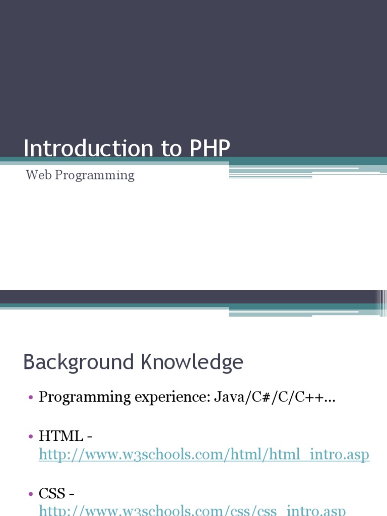 Introduction To PHP: Web Programming | PDF | Php | World Wide Web Introduction To PHP: Web Programming | PDF | Php | World Wide Web
