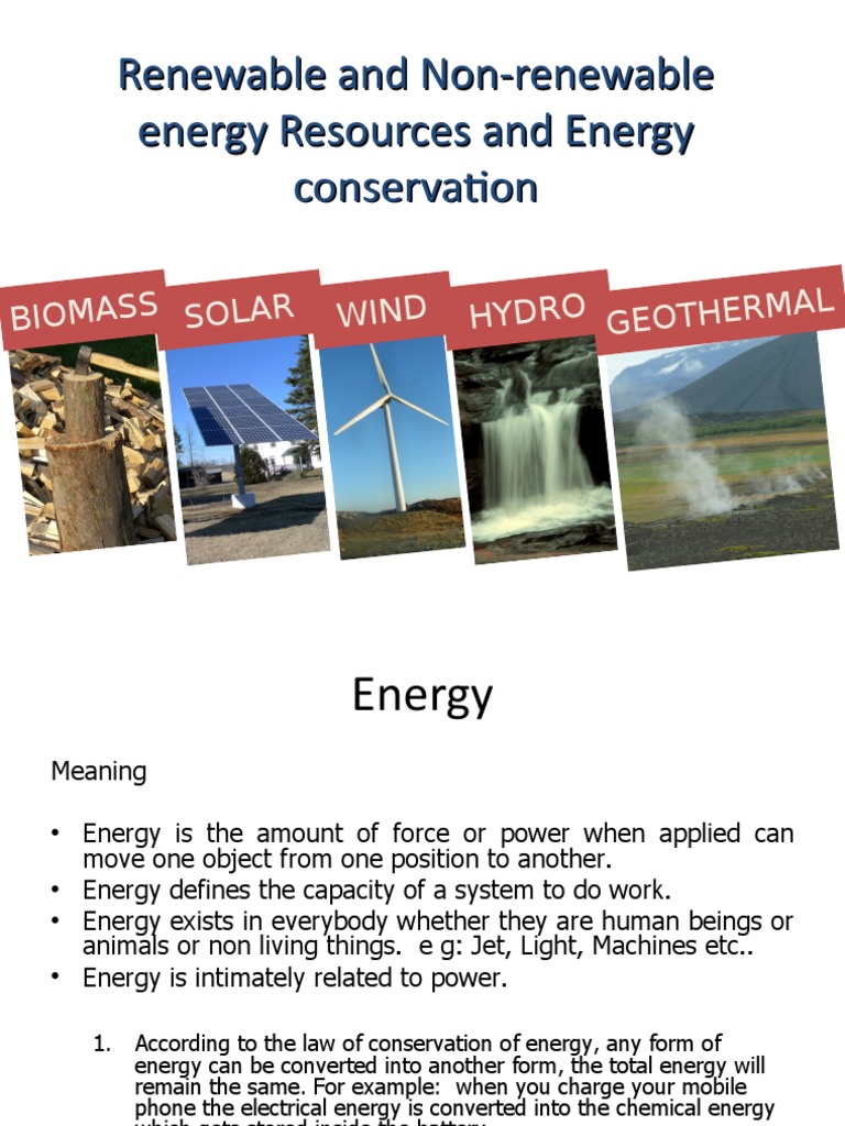 Renewable Non Renewable Energy Resources | PDF | Energy Development ...