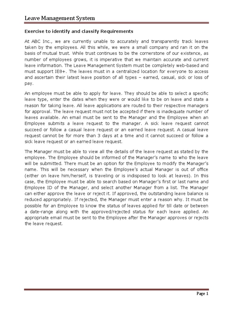 Leave Management System | PDF | Government | Employee