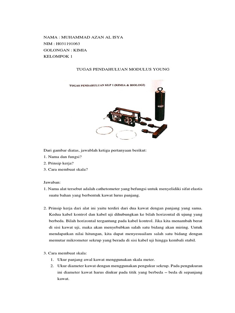 Tugas Pendahuluan Modulus Young | PDF
